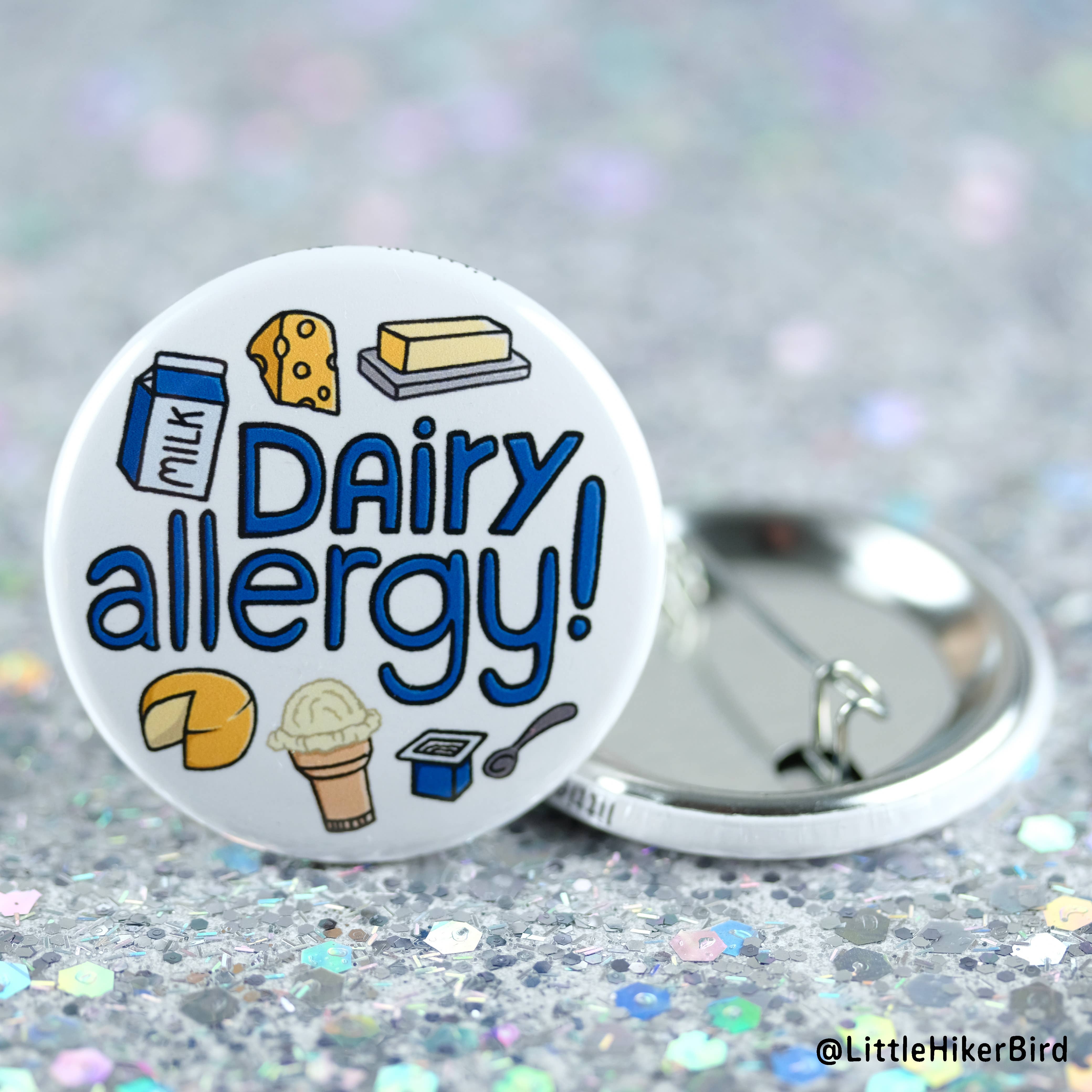 Dairy Allergy Button Pin