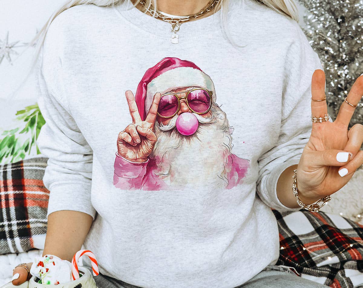Santa Clause Peace Bubble Gum Sweatshirt